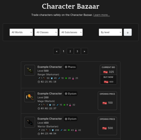 Character Bazaar - Zezenia Online Wiki