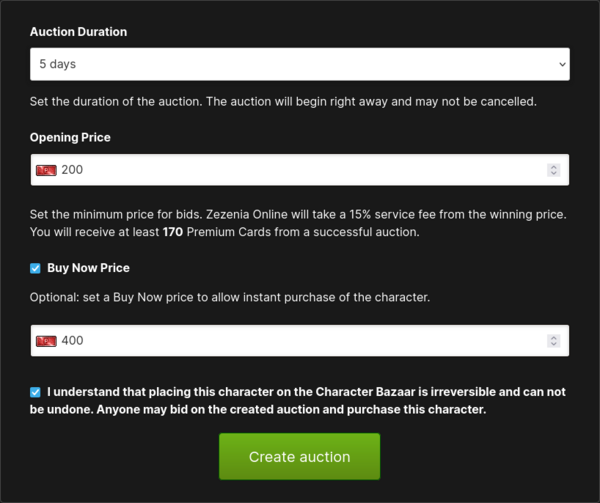 Character Bazaar - Zezenia Online Wiki